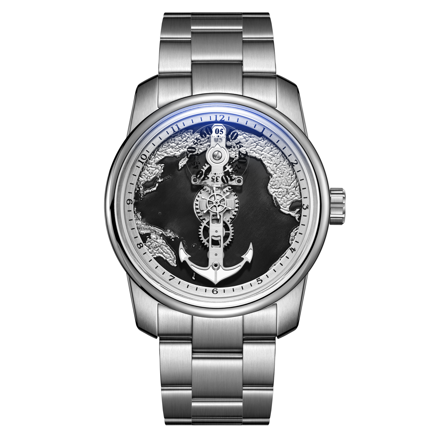 OBLVLO Creative Navigator Stainless Steel Mechanical Transparent ...