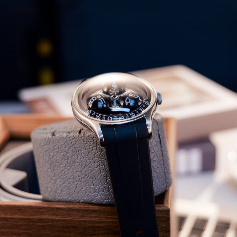 OBLVLO Original Brand Men's Trisome Star Planet Black Rubber Mechanical Watch Super Blue ...