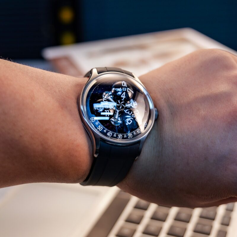 OBLVLO Original Brand Men's Trisome Star Planet Black Rubber Mechanical Watch Super Blue ...