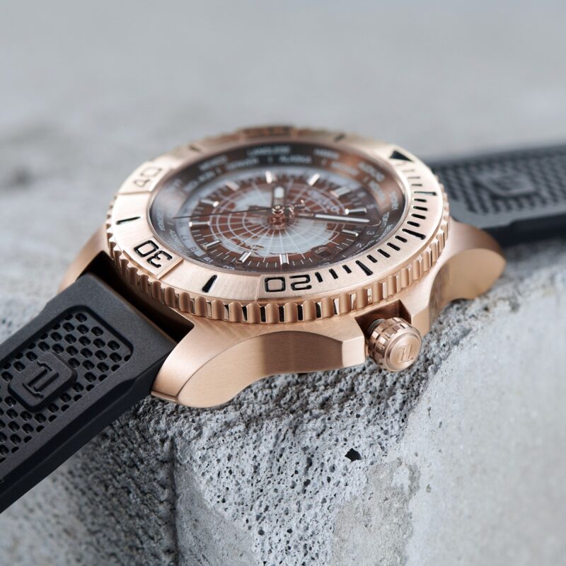 OBLVLO World Time Diving Sports Rose Gold Automatic Military Dive Men ...