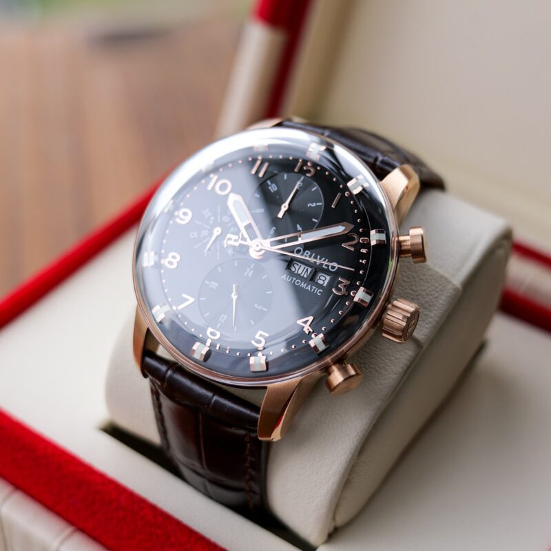 OBLVLO Unique Dome Sapphire Mirror Men Mutii-Functional Automatic ...