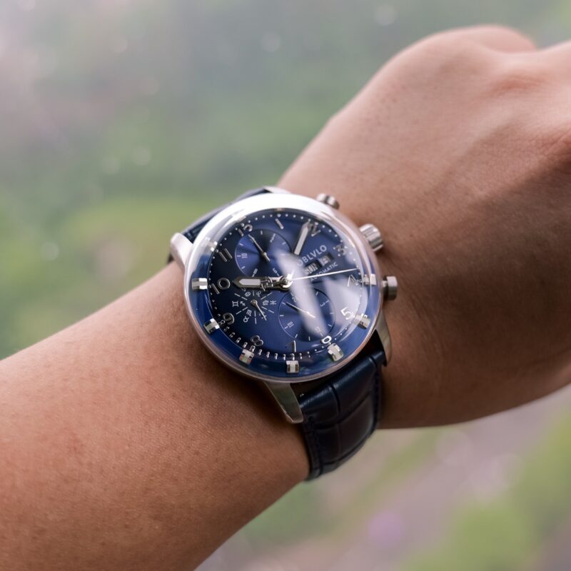 OBLVLO Unique Dome Sapphire Mirror Men Mutii-Functional Automatic ...