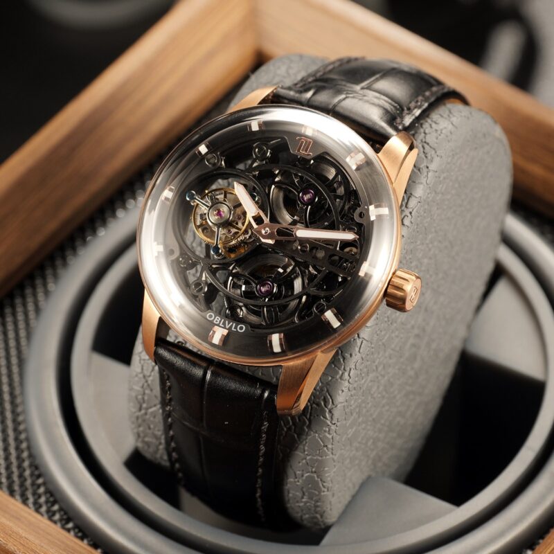 OBLVLO Unique Dome Sapphire Mirror Men Automatic Mechanical Watches ...