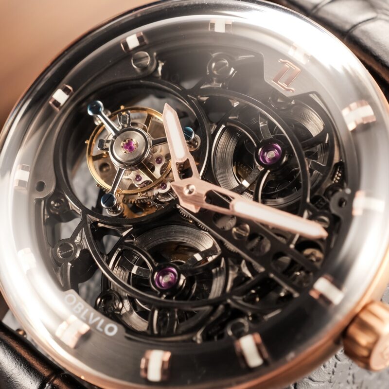 OBLVLO Unique Dome Sapphire Mirror Men Automatic Mechanical Watches ...