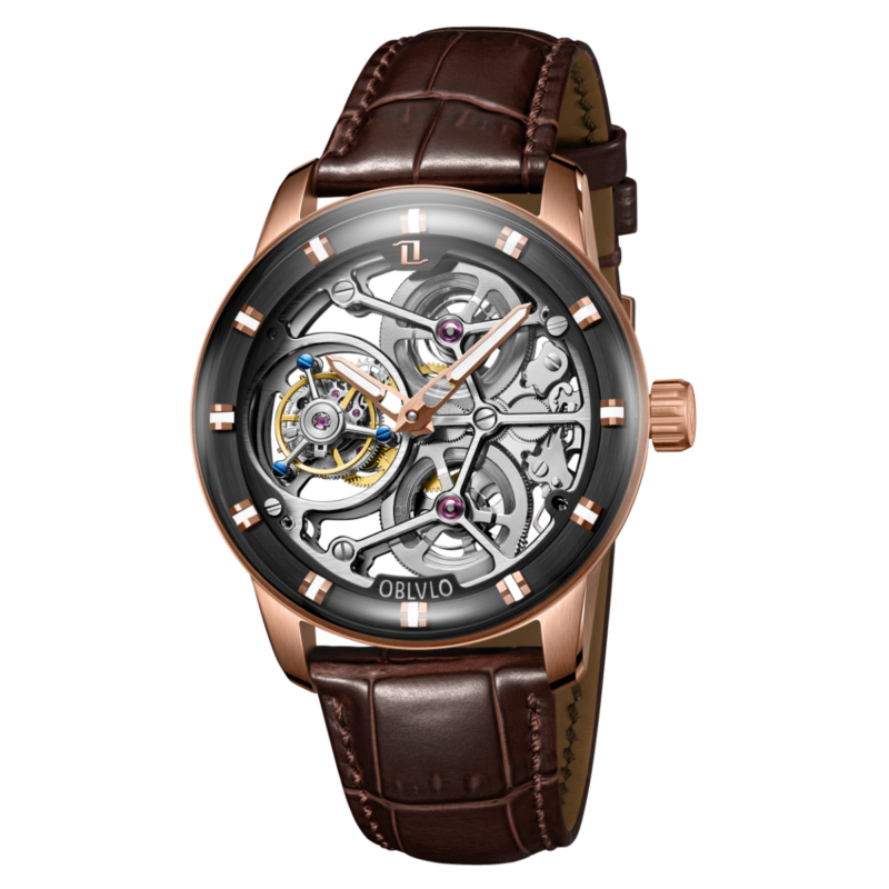 OBLVLO Unique Dome Sapphire Mirror Men Automatic Mechanical Watches ...