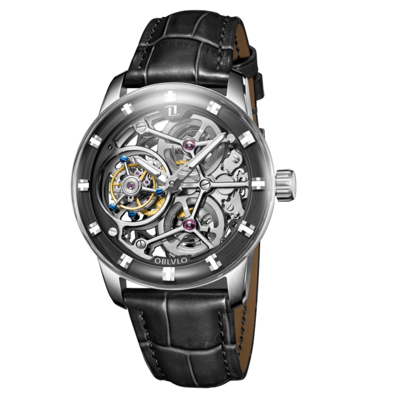 OBLVLO Unique Dome Sapphire Mirror Men Automatic Mechanical Watches ...