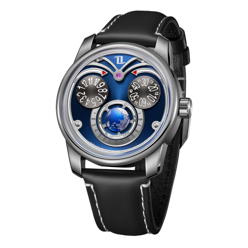 OBLVLO Mens Three Wheels Creative Earth Dial Sapphire Blue Luminous ...