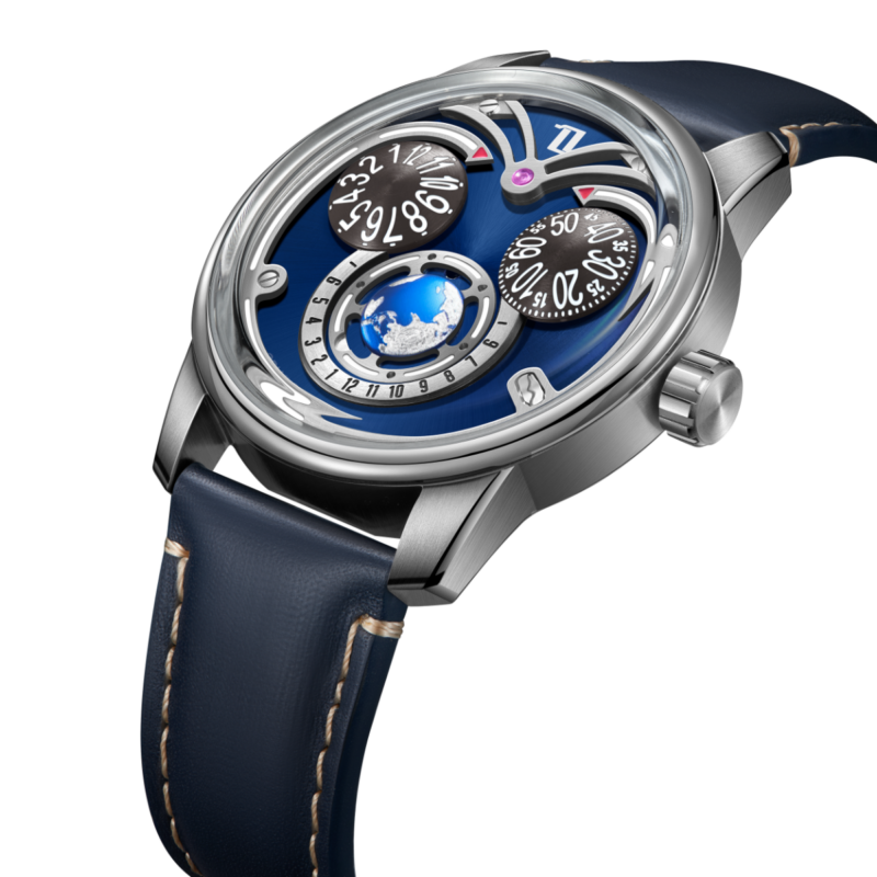 OBLVLO Mens Three Wheels Creative Earth Dial Sapphire Blue Luminous ...