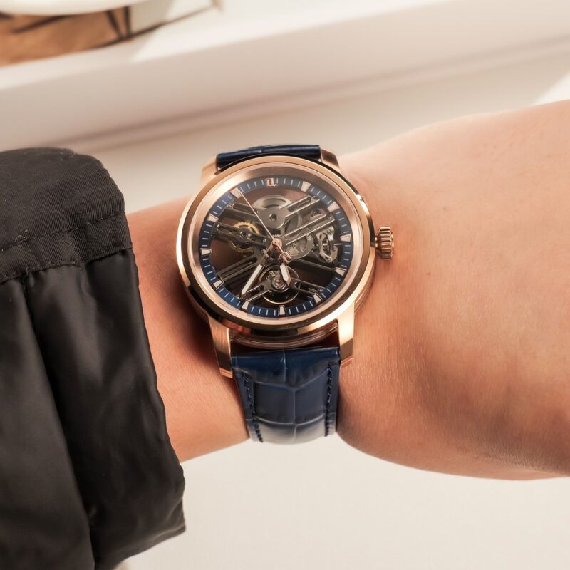 OBLVLO Hollow-out Automatic Watches 42mm Skeleton Calfskin Strap ...