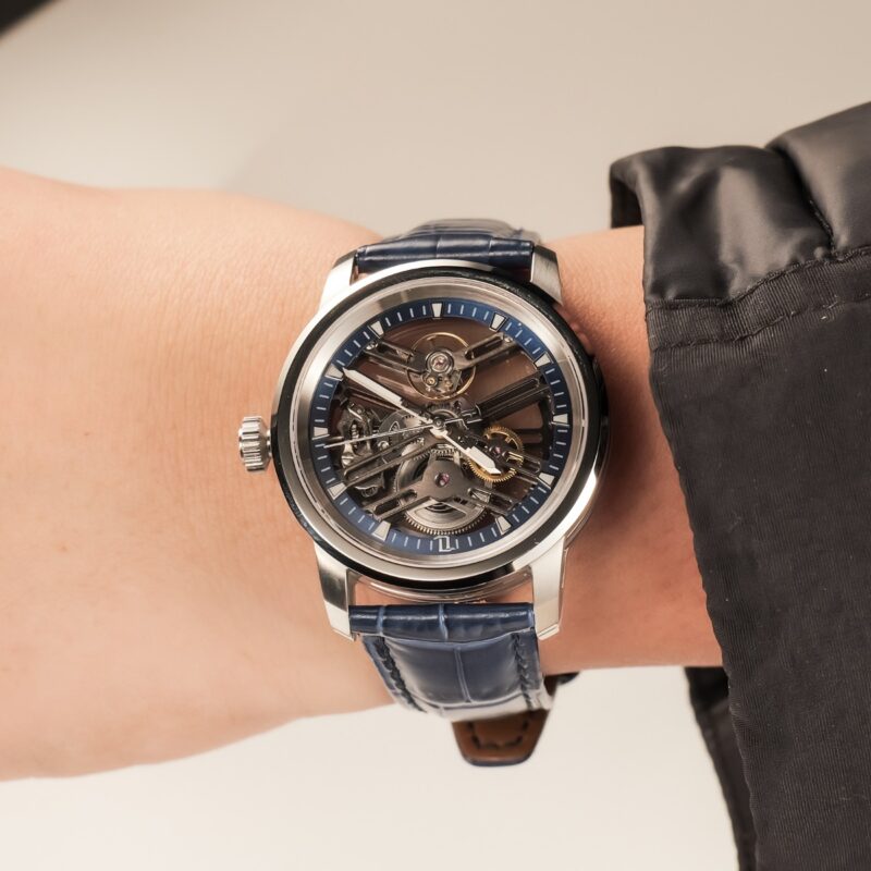 OBLVLO Hollow-out Automatic Watches 42mm Skeleton Calfskin Strap ...