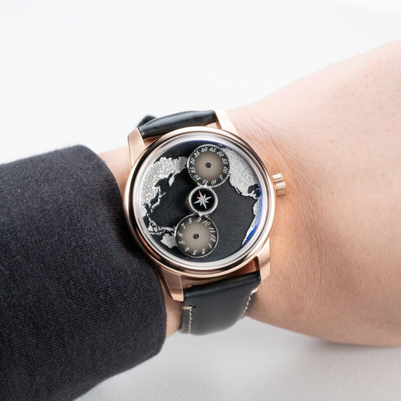 OBLVLO Mens Three Wheels Creative Earth Dial Sapphire Blue Luminous ...