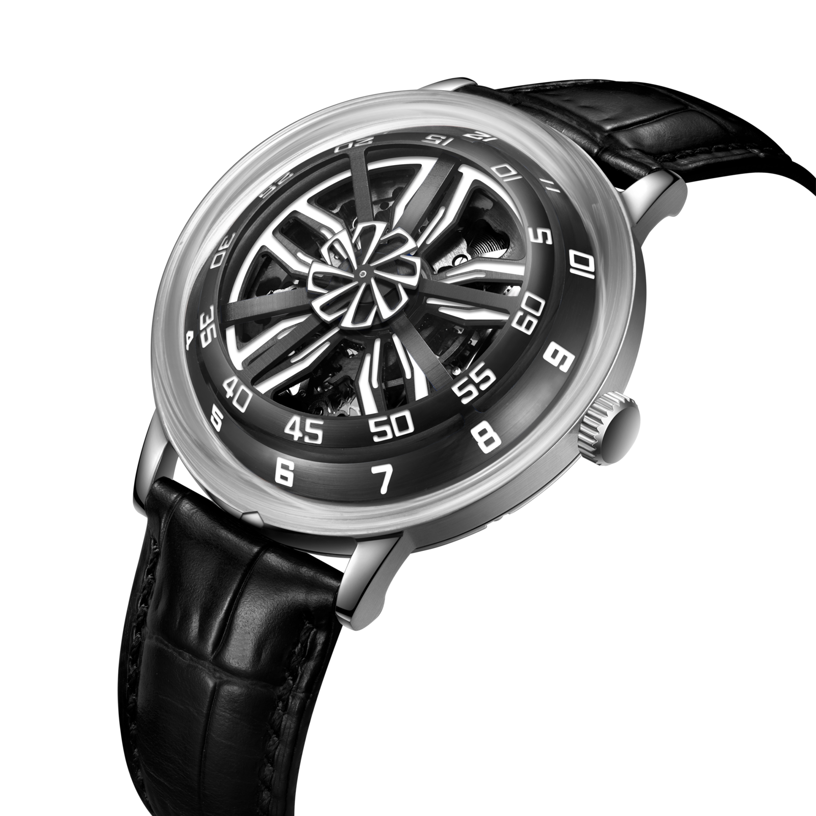 OBLVLO Mens 3D Hollow-out Super Luminous Leather Strap Transparent ...