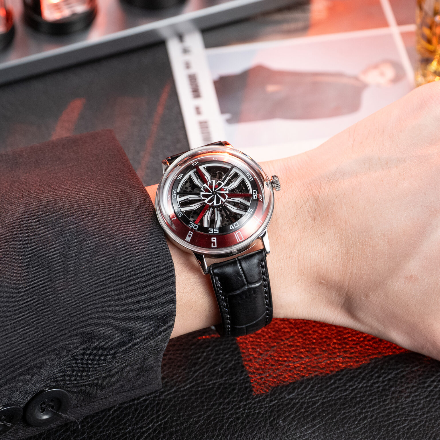 OBLVLO Mens 3D Hollow-out Super Luminous Leather Strap Transparent ...