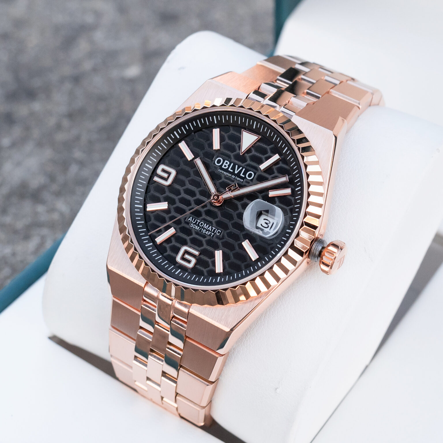 RX Series,40mm,Rose Gold Steel Strap,Black Dial RX-LD-PBPS
