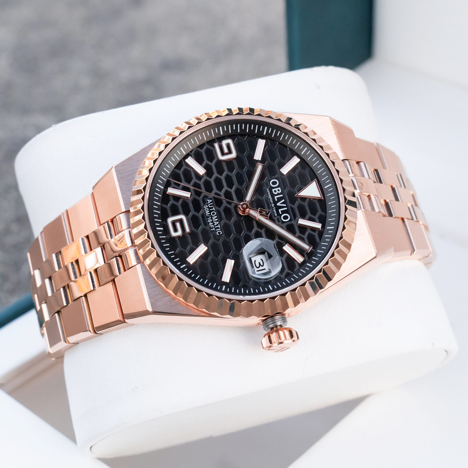 RX Series,40mm,Rose Gold Steel Strap,Black Dial RX-LD-PBPS
